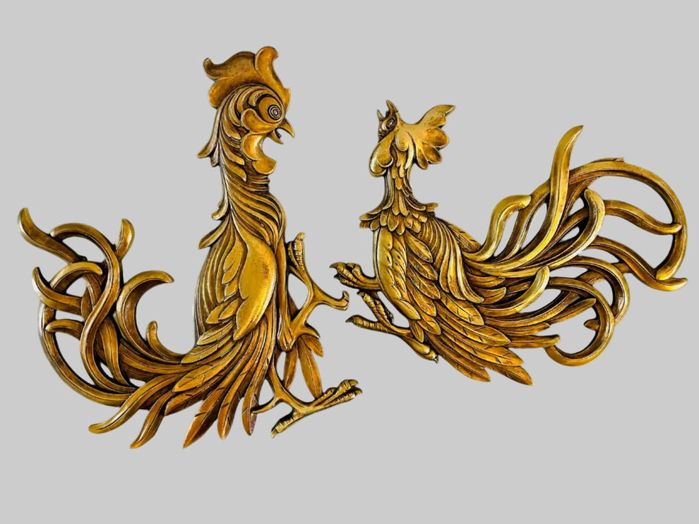Golden Roosters Syroco USA Mid Century Composed Decor – Designer Unique ...