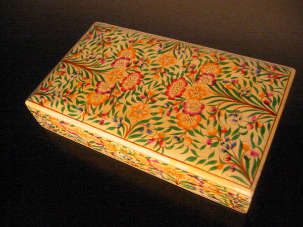 Papier Mache Lacquer Box Hand Crafted In Kashmir India Floral Decorati ...