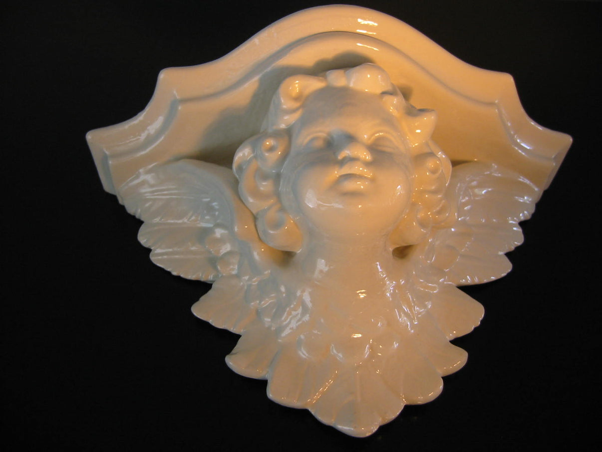White Ceramic Angel Wall Sconce Made in America – Designer Unique Finds