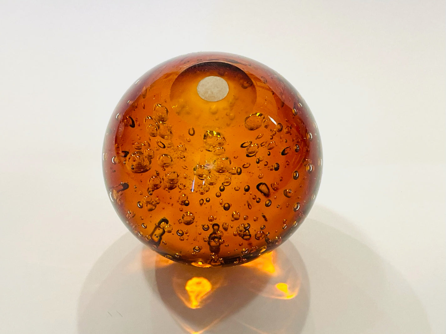 Amber Glass Sphere Controlled Bubbles Mid Century Modern Globe ...