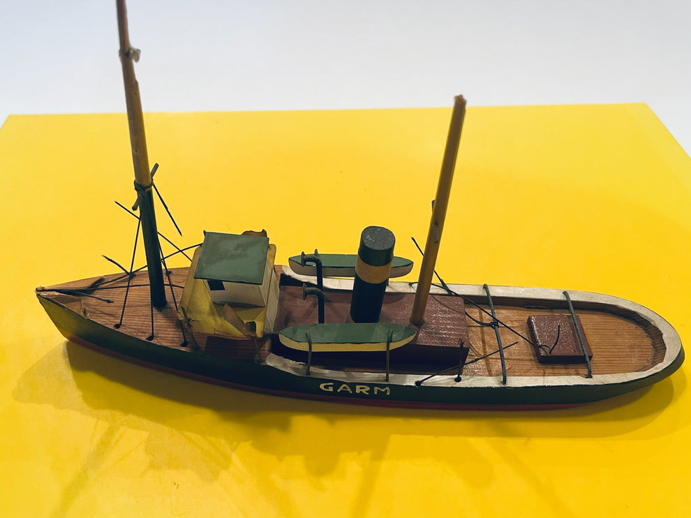 GARM Danish Steam Model Boat Hand Carved Painted Titled Made In Denmar ...