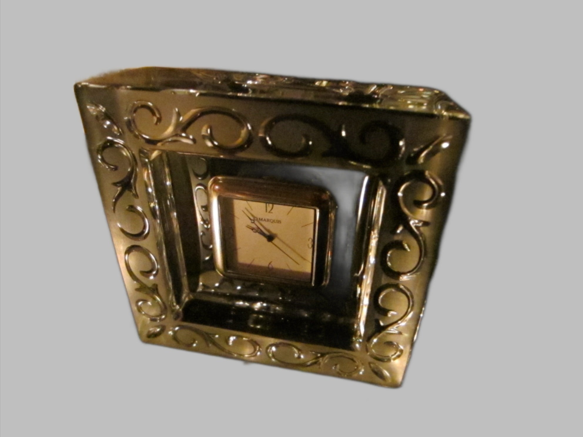 Waterford Marquise Germany Crystal Square Desk Clock Floral Design ...