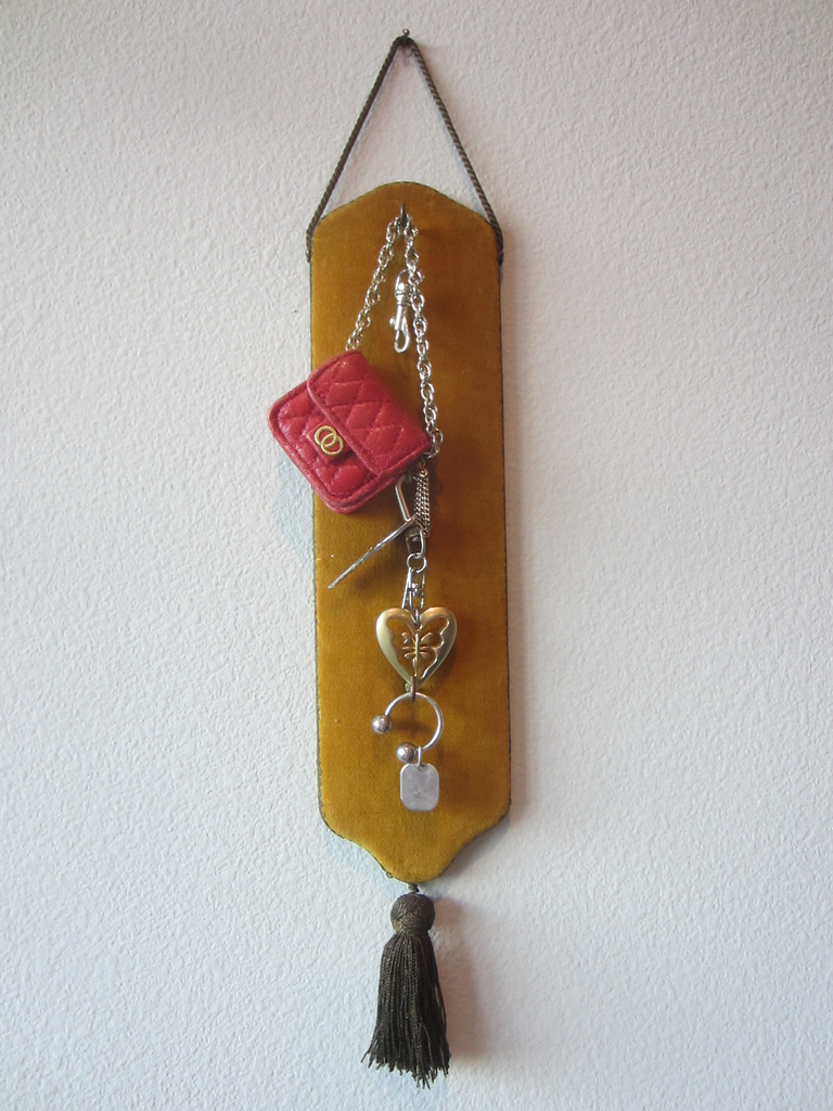 Golden Velvet Tassel Motif Hanging Accent Holds Brass Hooks – Designer ...