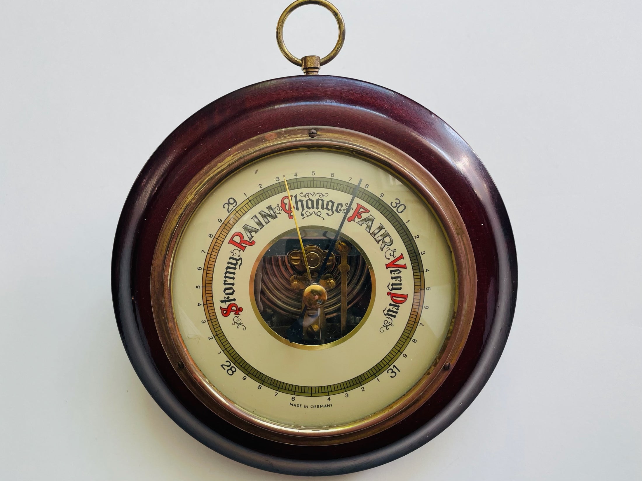 Made In Germany Marine Barometer Porcelain Dial Mahogany Case ...
