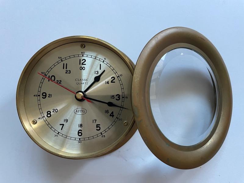 AITG Brass Quartz Ship Clock On Stand Mid Century Modern – Designer ...