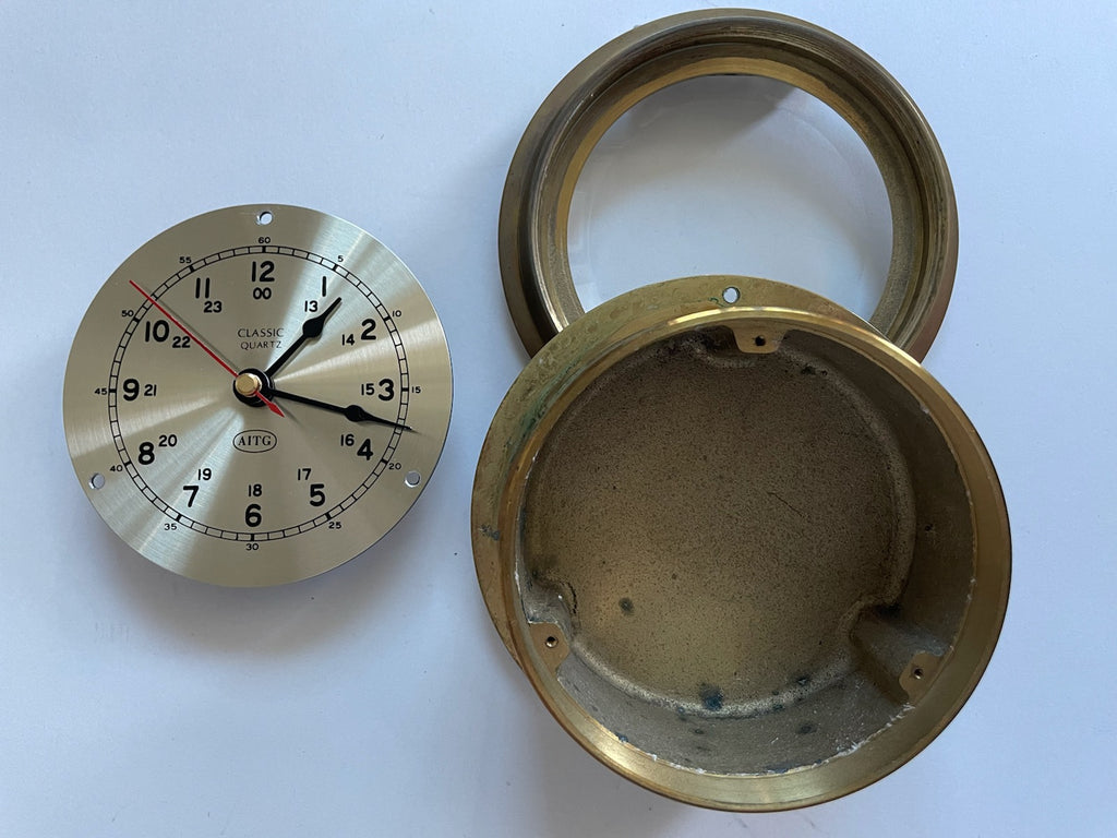 AITG Brass Quartz Ship Clock On Stand Mid Century Modern – Designer ...