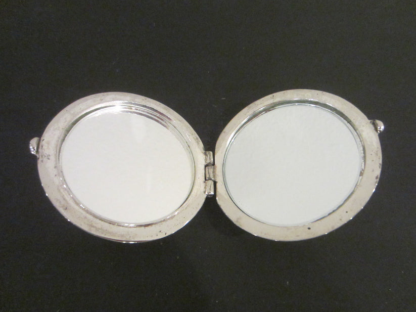Silver Plated Miniature Monogrammed Mid Century Mirror Compact ...