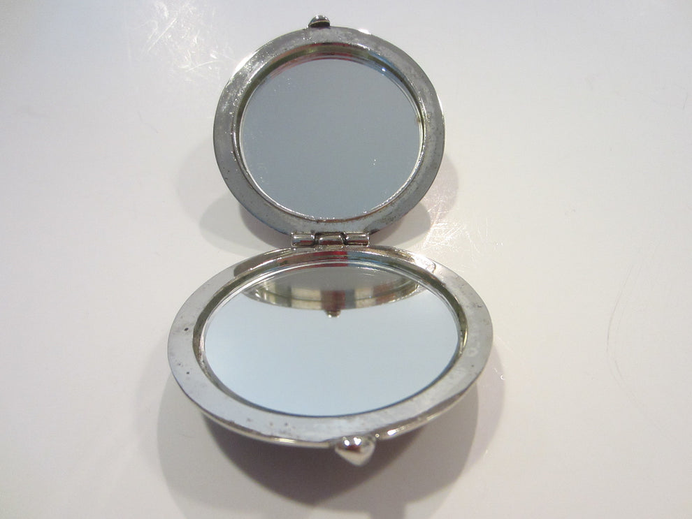 Silver Plated Miniature Monogrammed Mid Century Mirror Compact ...