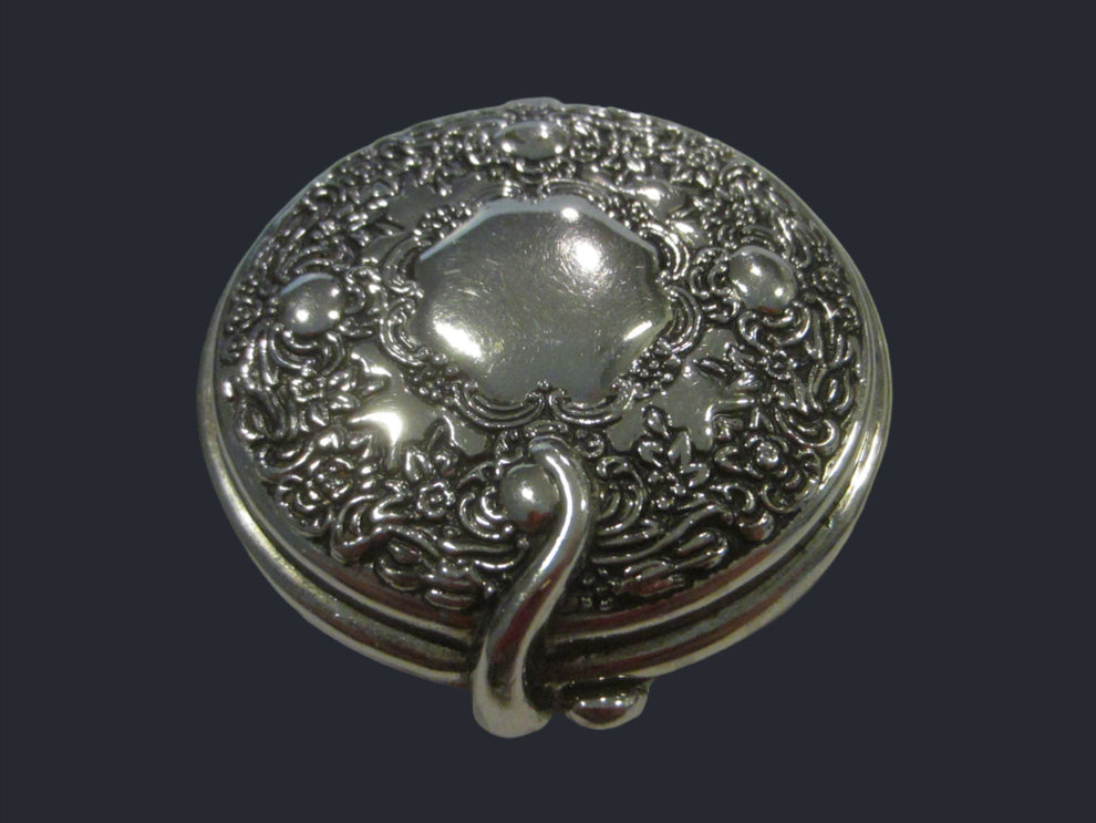 Silver Plated Miniature Monogrammed Mid Century Mirror Compact ...
