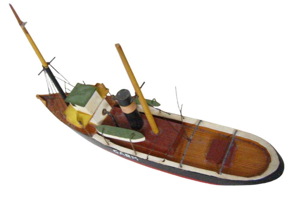 GARM Danish Steam Model Boat Hand Carved Painted Titled Made In Denmar ...