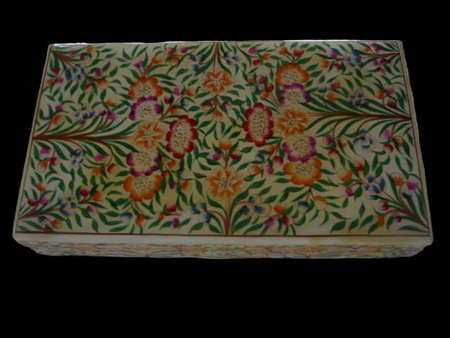Papier Mache Lacquer Box Hand Crafted In Kashmir India Floral Decorati ...