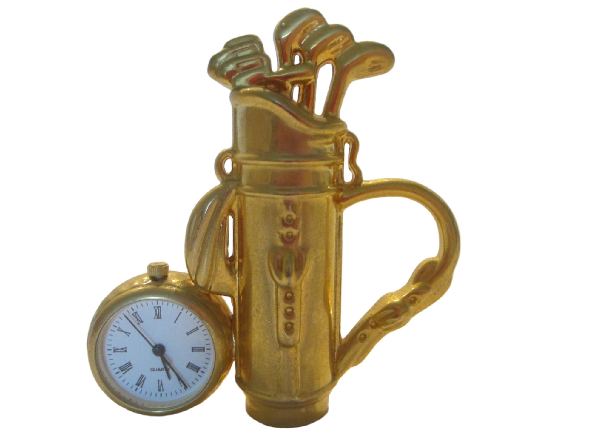 Mini Brass Quartz Golf Clock White Dial – Designer Unique Finds