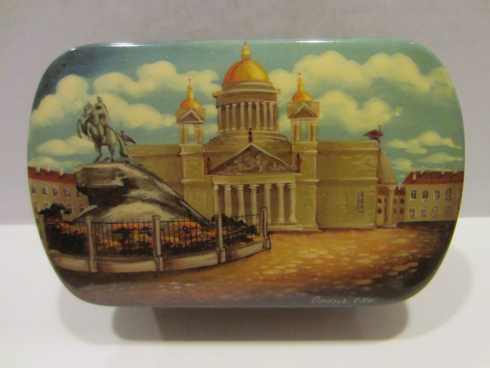 Russian Box Signed Black Lacquered Hand Painted Castle Scene – Designer ...
