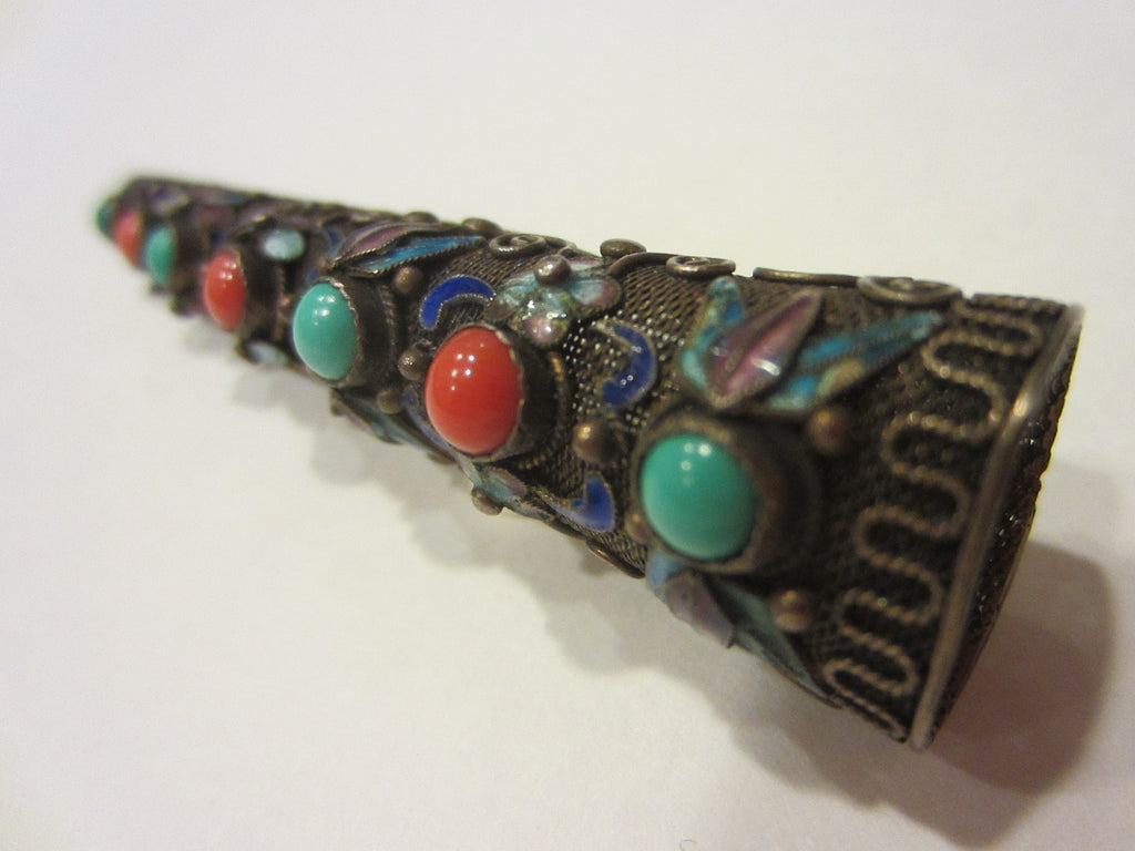 Silver Mesh Finger Guard Gold Plated Precious Gem Stones – Designer ...