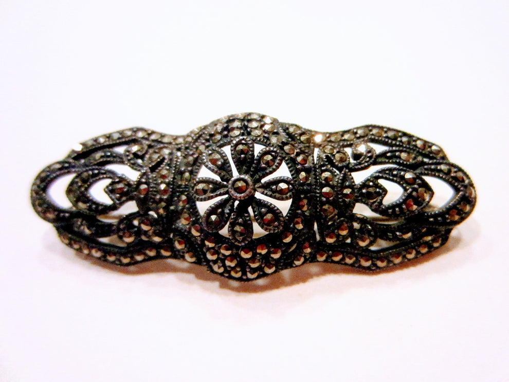 Judith Jack Silver Marcasite Bar Brooch Marked JJ Sterling – Designer ...