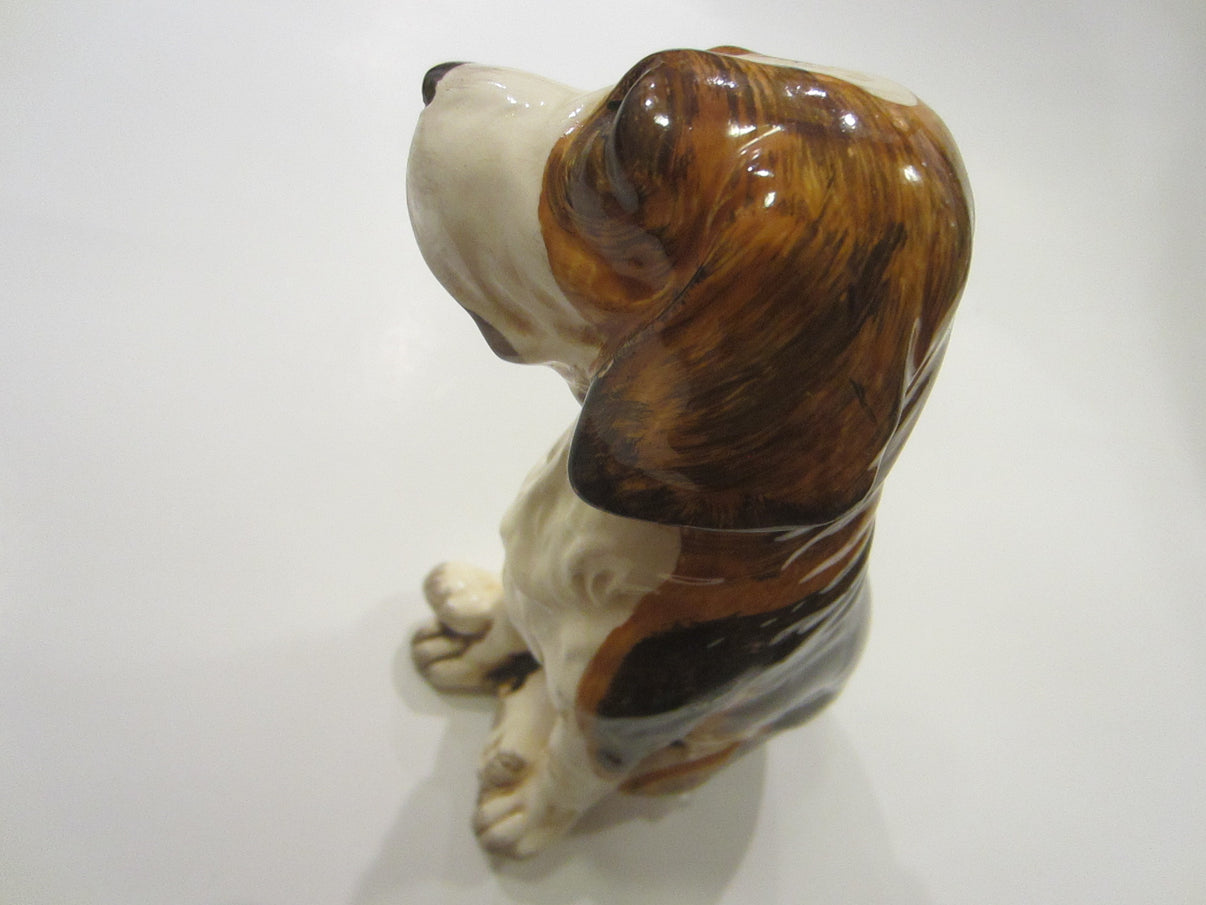 Folk Art Ceramic Seated Springer Spaniel Hand Painted Glazed Statue ...