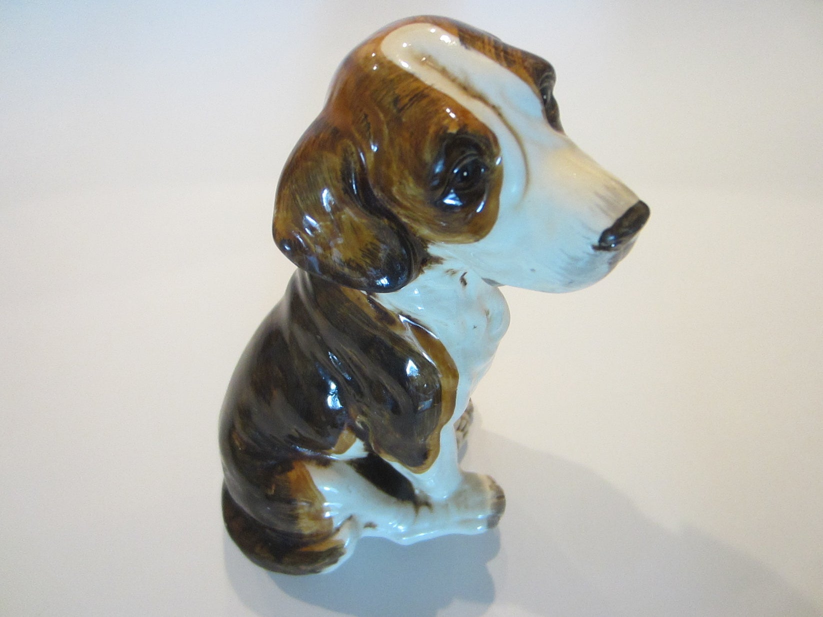 Folk Art Ceramic Seated Springer Spaniel Hand Painted Glazed Statue ...