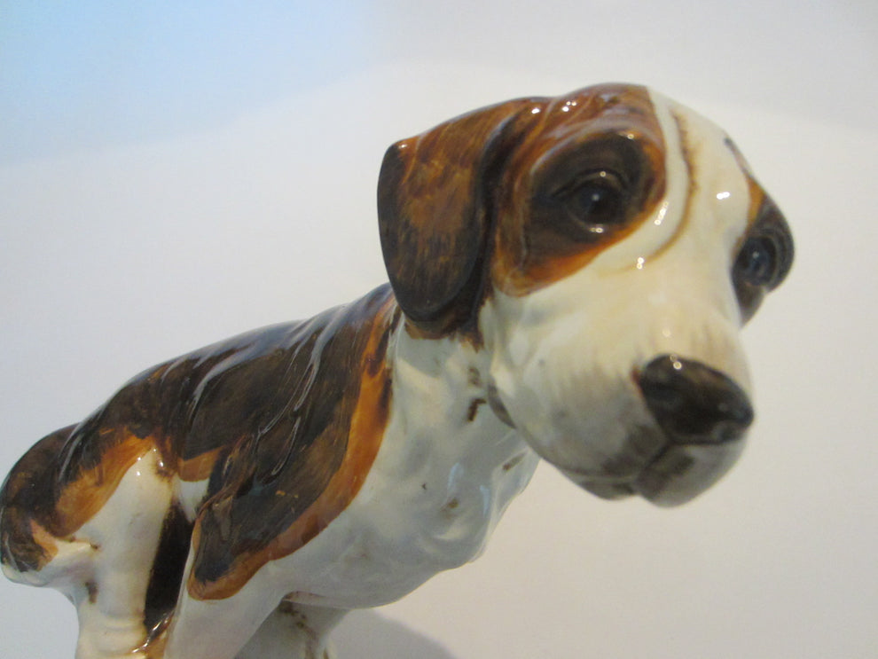 Folk Art Ceramic Seated Springer Spaniel Hand Painted Glazed Statue ...