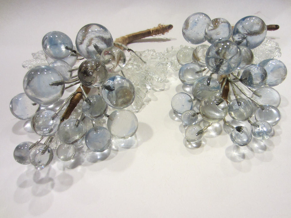 Folk Art Cluster Glass Grapes Hand Decorated Clear Leaves – Designer ...