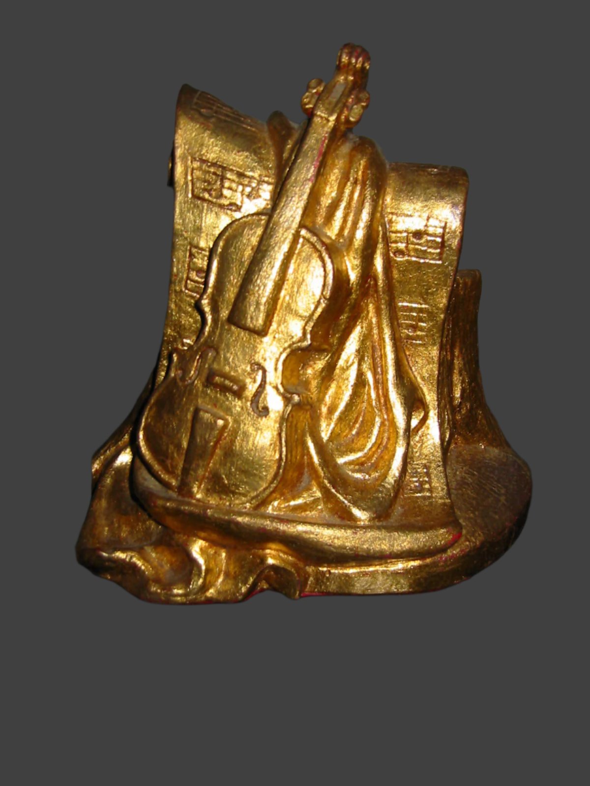 Golden Violin Chalk Ware Bookend Statue – Designer Unique Finds