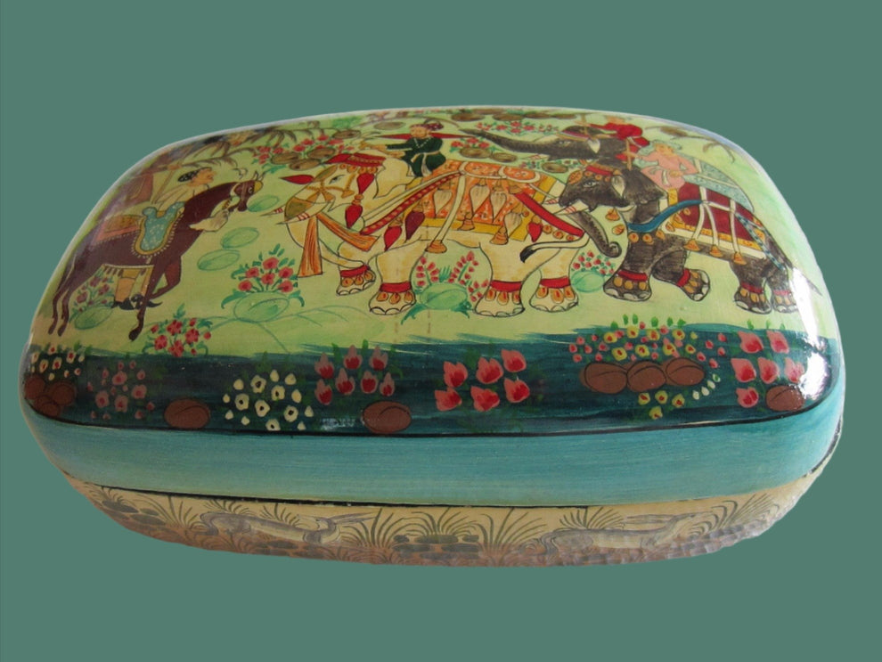India Lacquer Hand Painted Figurative Box – Designer Unique Finds