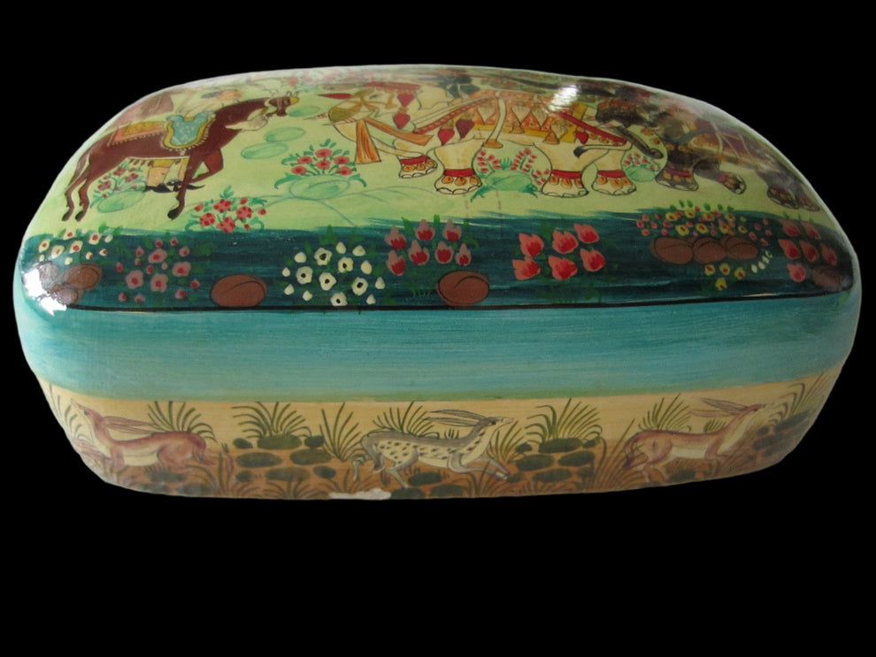 India Lacquer Hand Painted Figurative Box – Designer Unique Finds