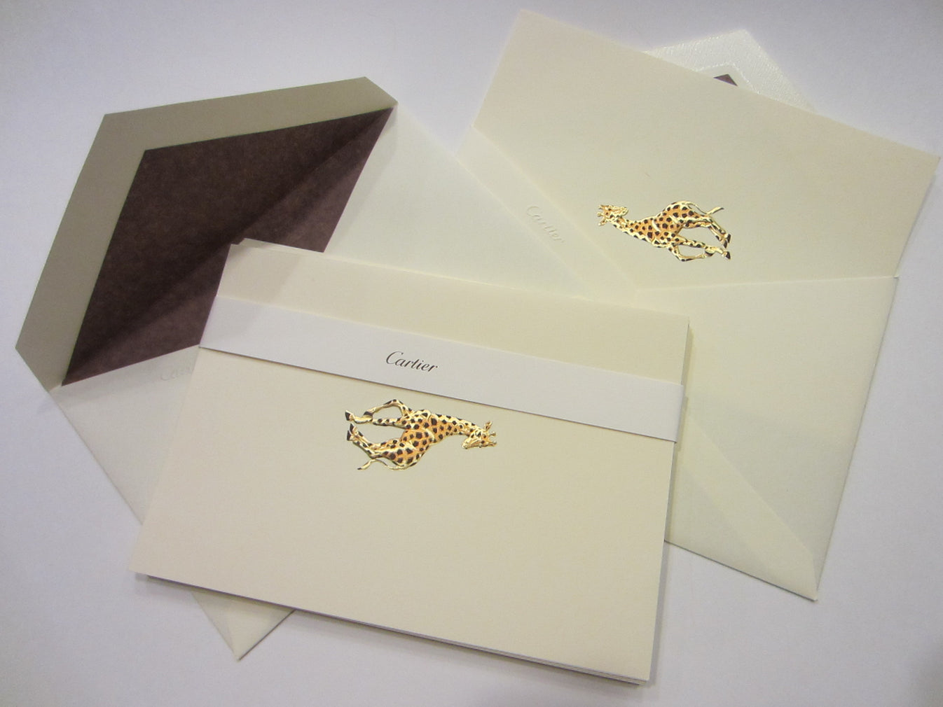 Cartier Note Cards Gold Giraffes Stationary Desk Accessories – Designer ...