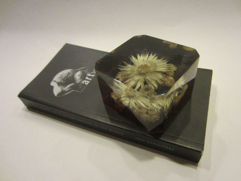 Republic South Africa Lucite Paperweight Dried Flower Encased Label Ma ...