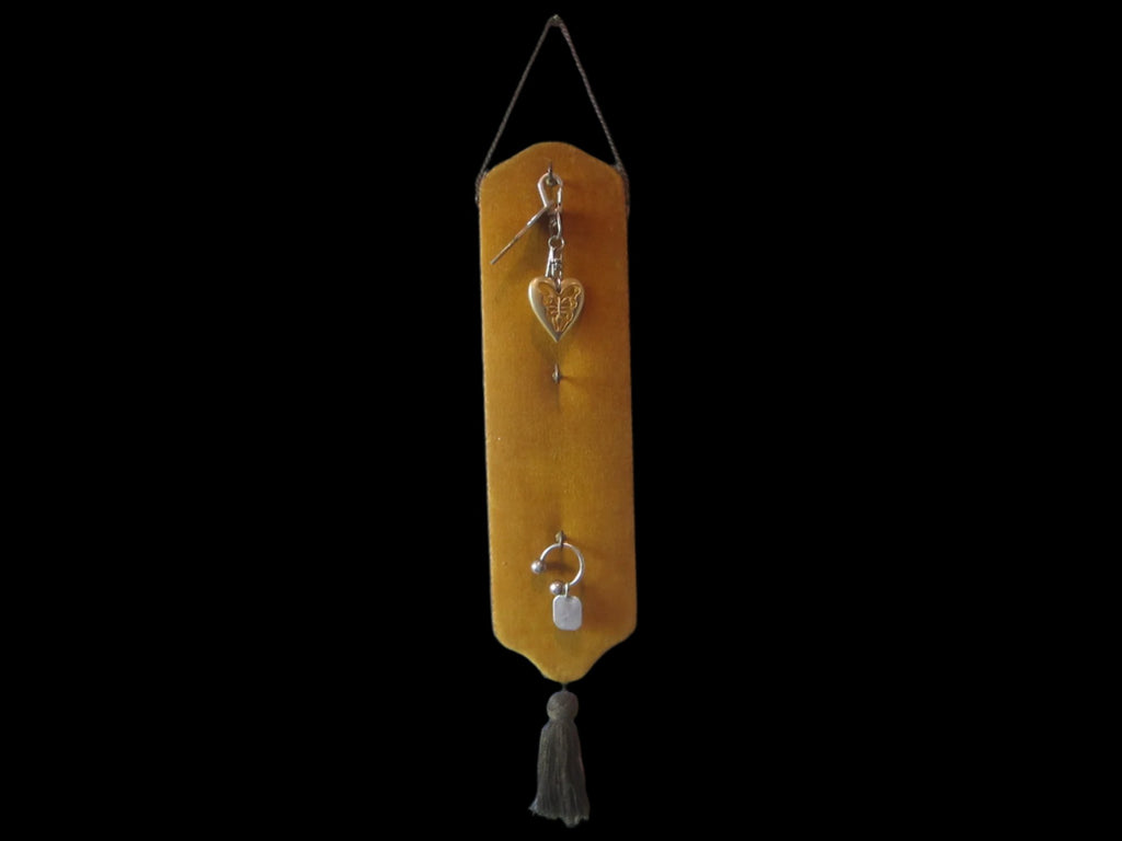 Golden Velvet Tassel Motif Hanging Accent Holds Brass Hooks – Designer ...