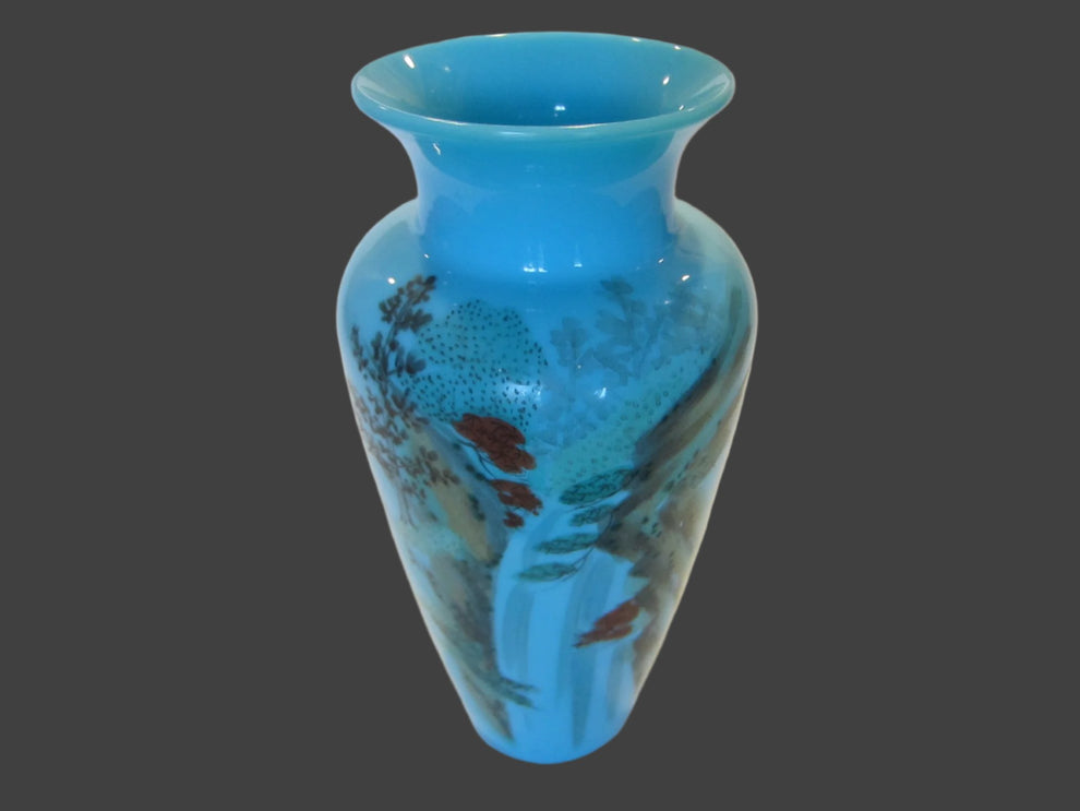 A Baluster Scenic Hand Decorated Painted Glass Vase – Designer Unique Finds