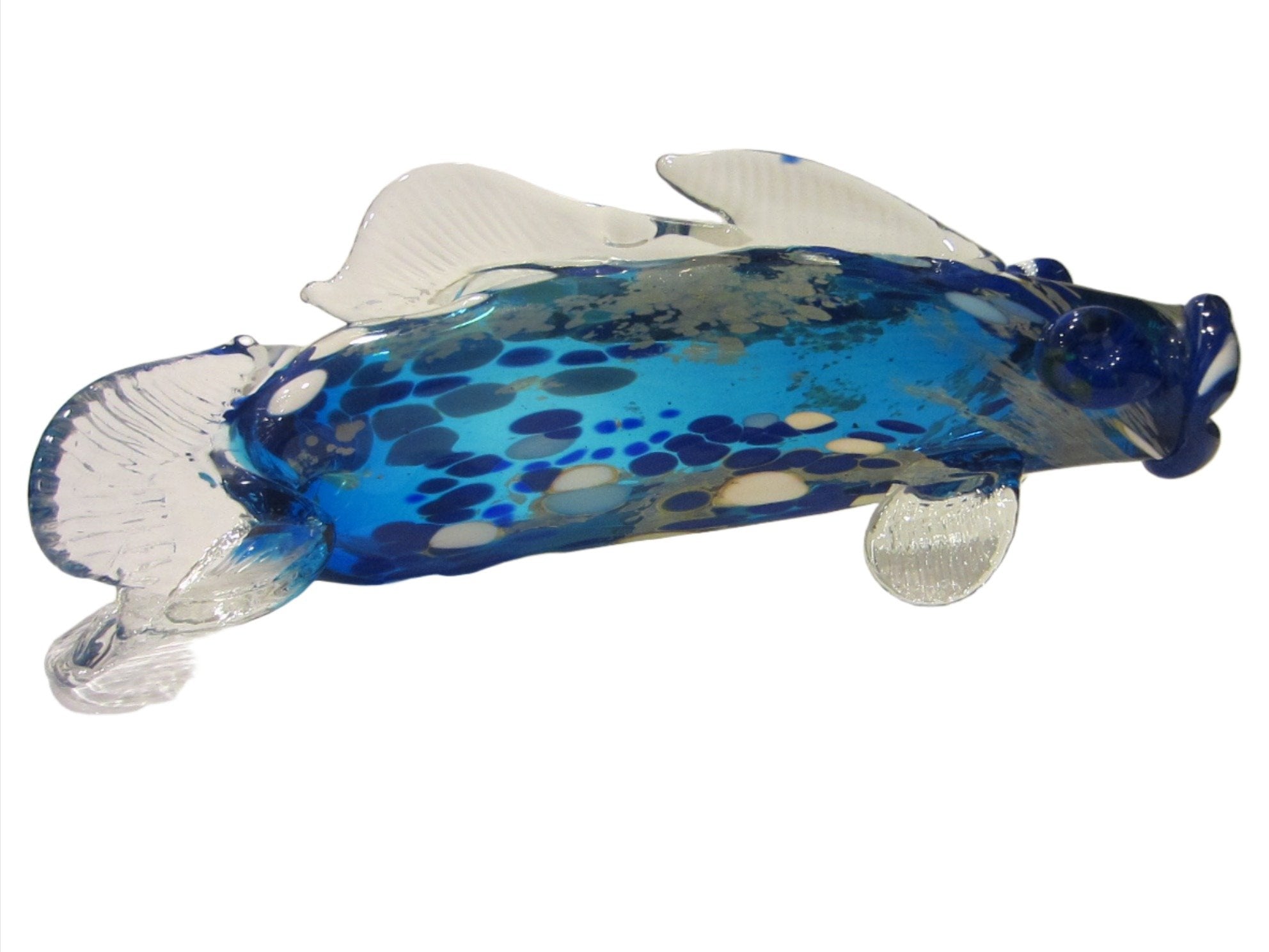 Behrotock Iridized Blown Blue Glass Signature Fish 98 – Designer Unique ...