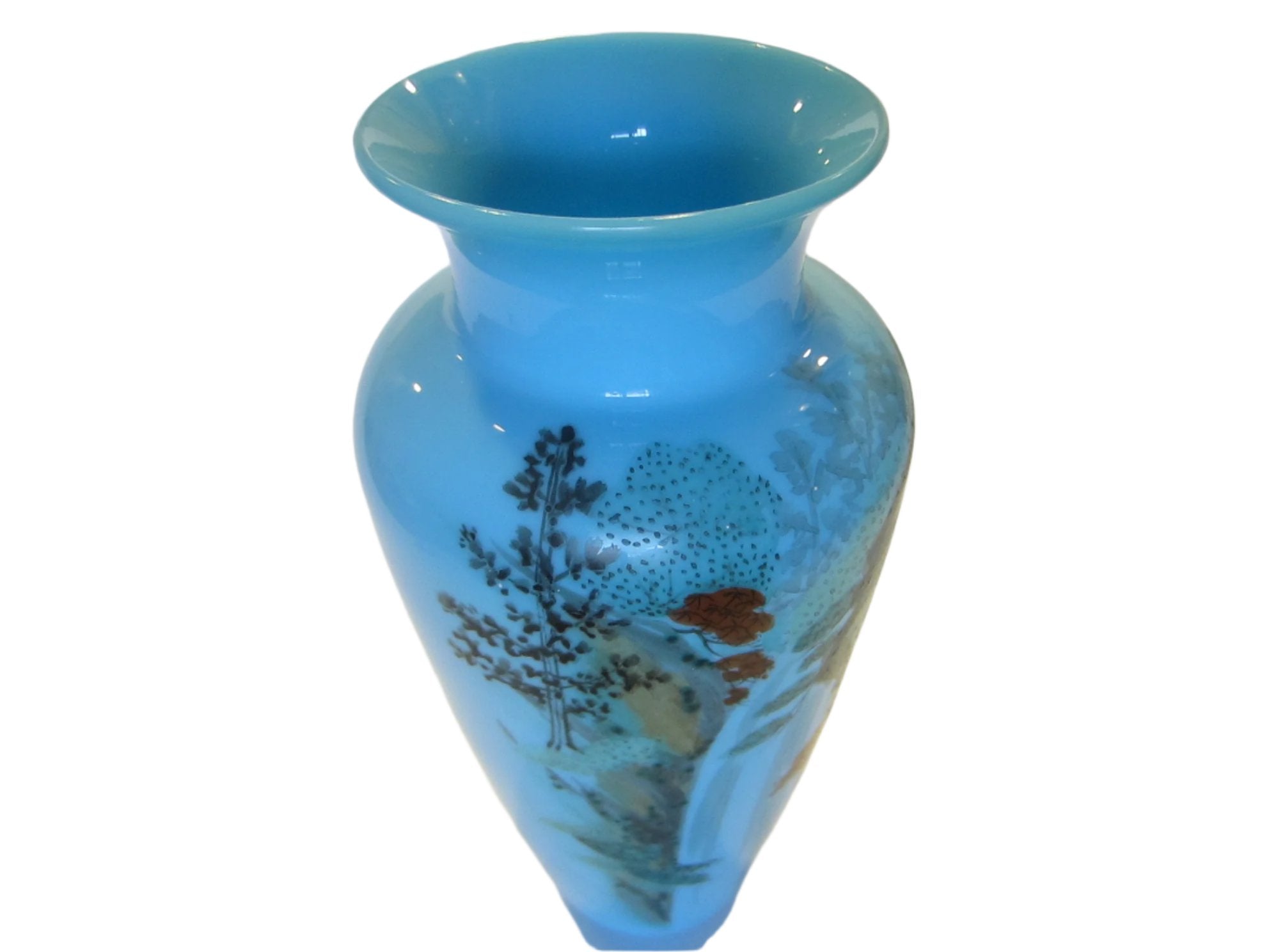 A Baluster Scenic Hand Decorated Painted Glass Vase – Designer Unique Finds