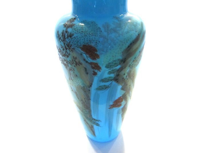 A Baluster Scenic Hand Decorated Painted Glass Vase – Designer Unique Finds
