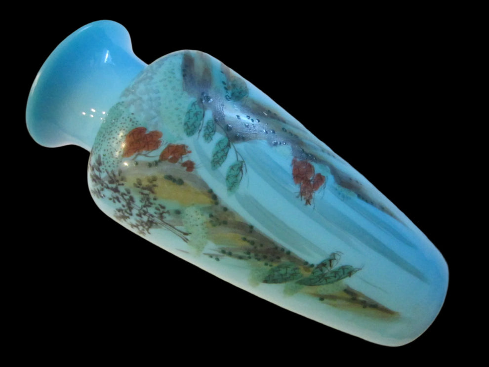 A Baluster Scenic Hand Decorated Painted Glass Vase – Designer Unique Finds