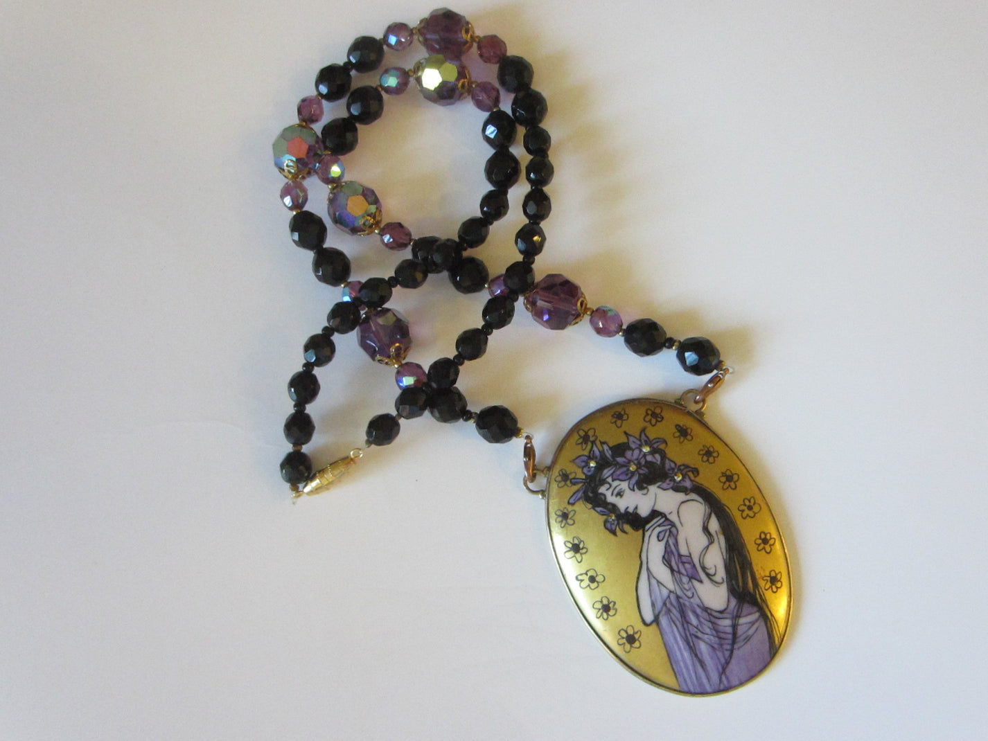 San Diego Porcelain Society Maria Samms Gold Frame Portrait Pendant ...