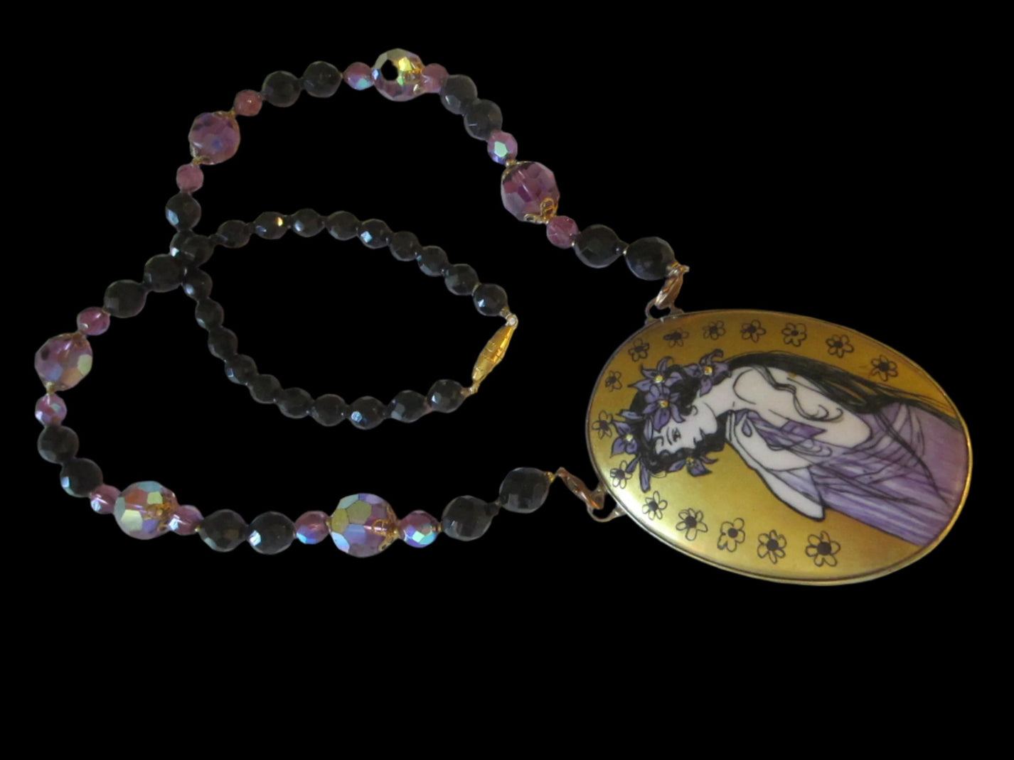 San Diego Porcelain Society Maria Samms Gold Frame Portrait Pendant ...