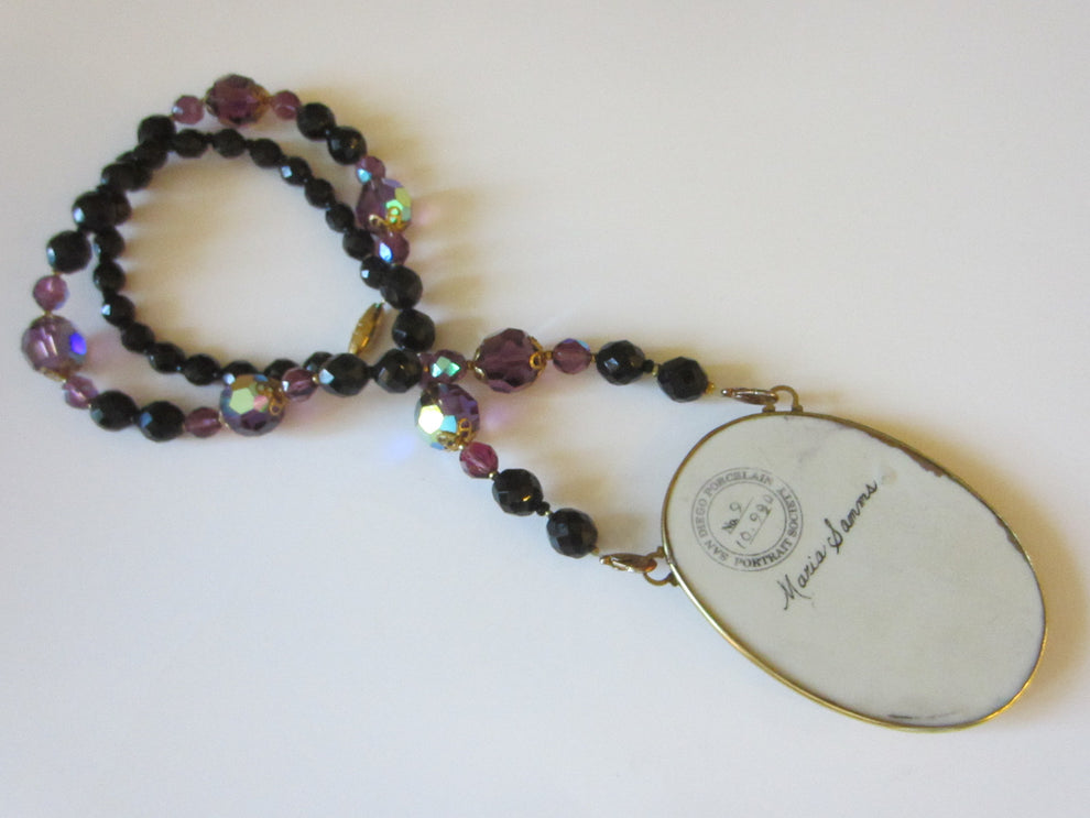 San Diego Porcelain Society Maria Samms Gold Frame Portrait Pendant ...