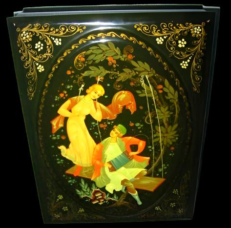 Romantic Black Hand Painted Signed Russian Lacquer Box – Designer ...