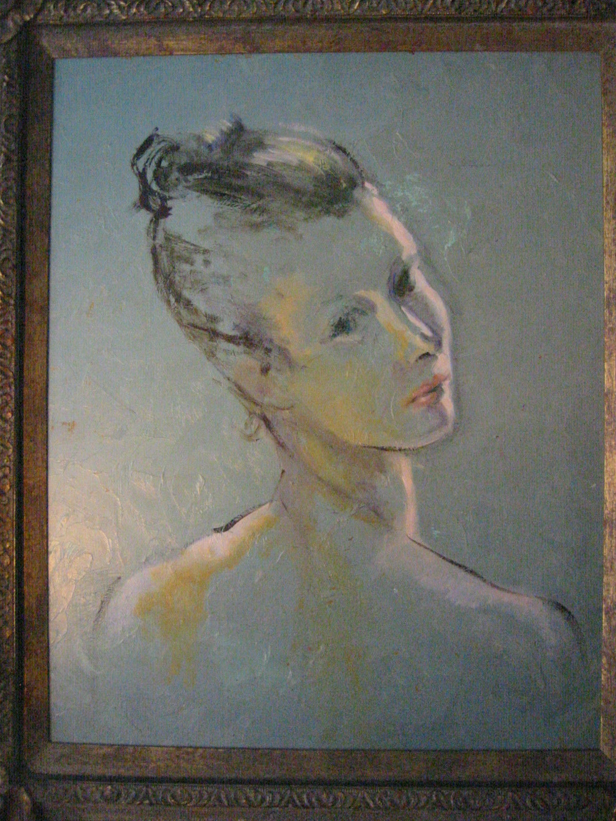 French Woman Portrait Impressionist Oil on Board – Designer Unique Finds
