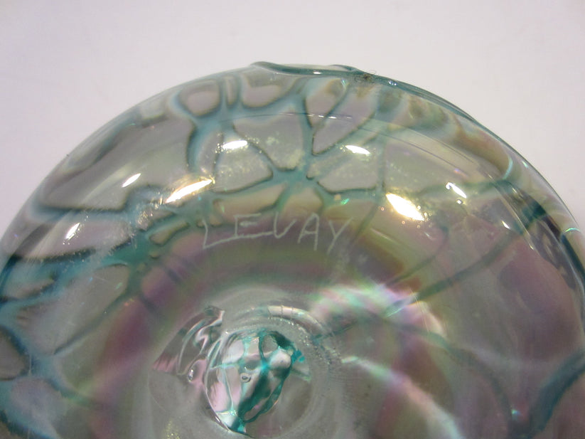 Levay Aqua Blue Iridescent Signed Glass Paperweight – Designer Unique Finds