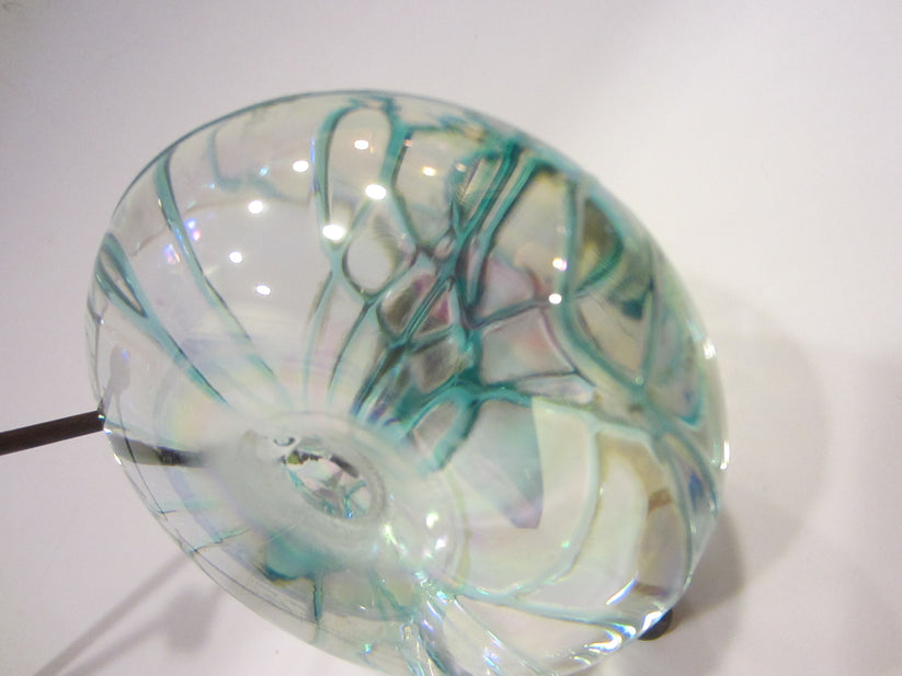 Levay Aqua Blue Iridescent Signed Glass Paperweight – Designer Unique Finds