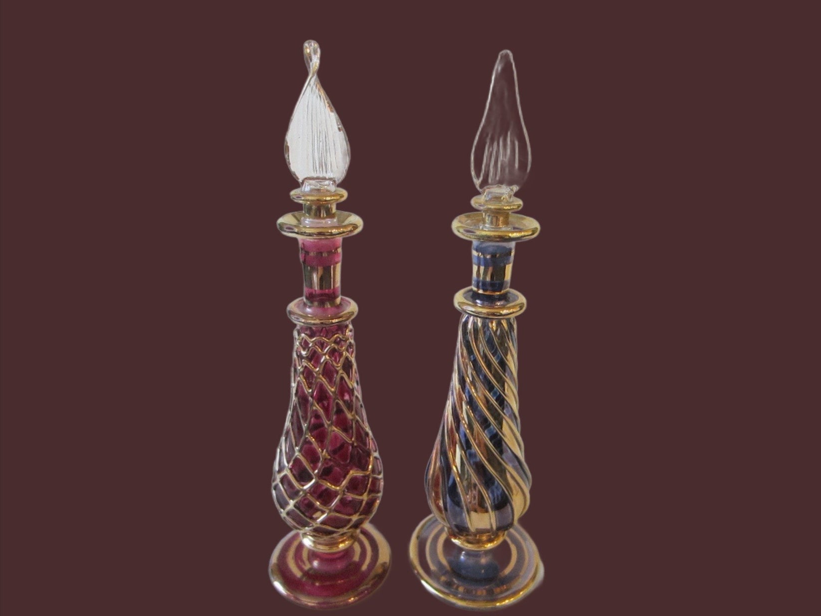 Venetian Glass Perfume Bottles Spiral Style Dome Stoppers – Designer ...