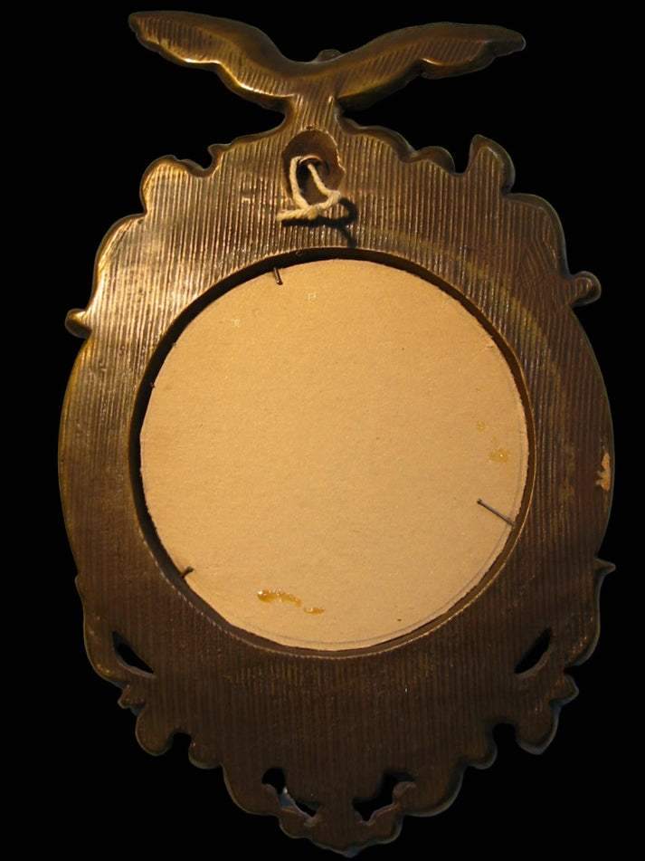 A Pair of Colonial Antiqued Eagle Crest Mid Century Convex Mirrors ...