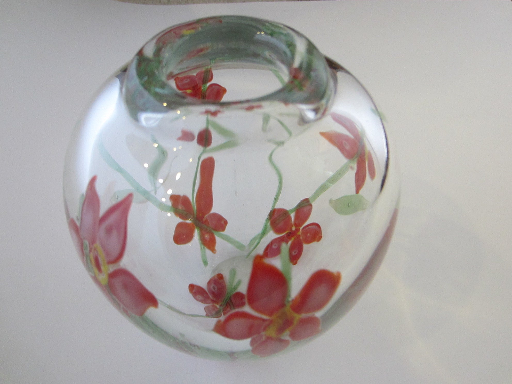 Blooming Red Flowers Infused Glass Vase – Designer Unique Finds