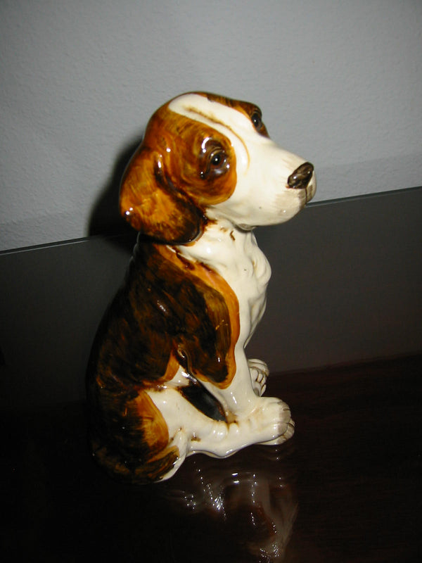 Folk Art Ceramic Seated Springer Spaniel Hand Painted Glazed Statue ...