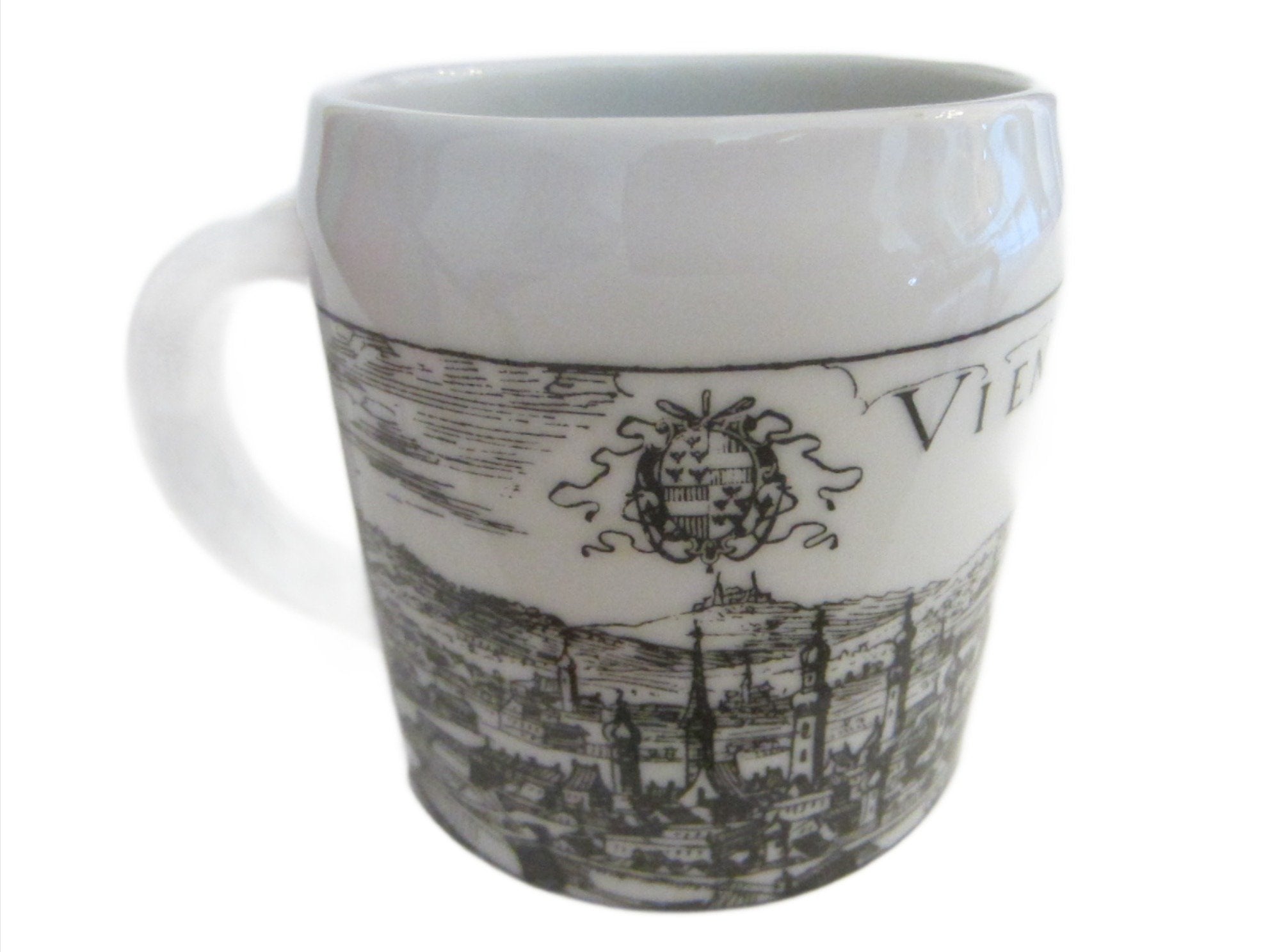 Vienna Austria Muller Co Linz Coffee Mug Black on White Panoramic City ...