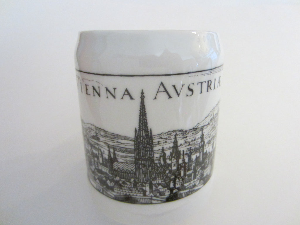 Vienna Austria Muller Co Linz Coffee Mug Black on White Panoramic City ...