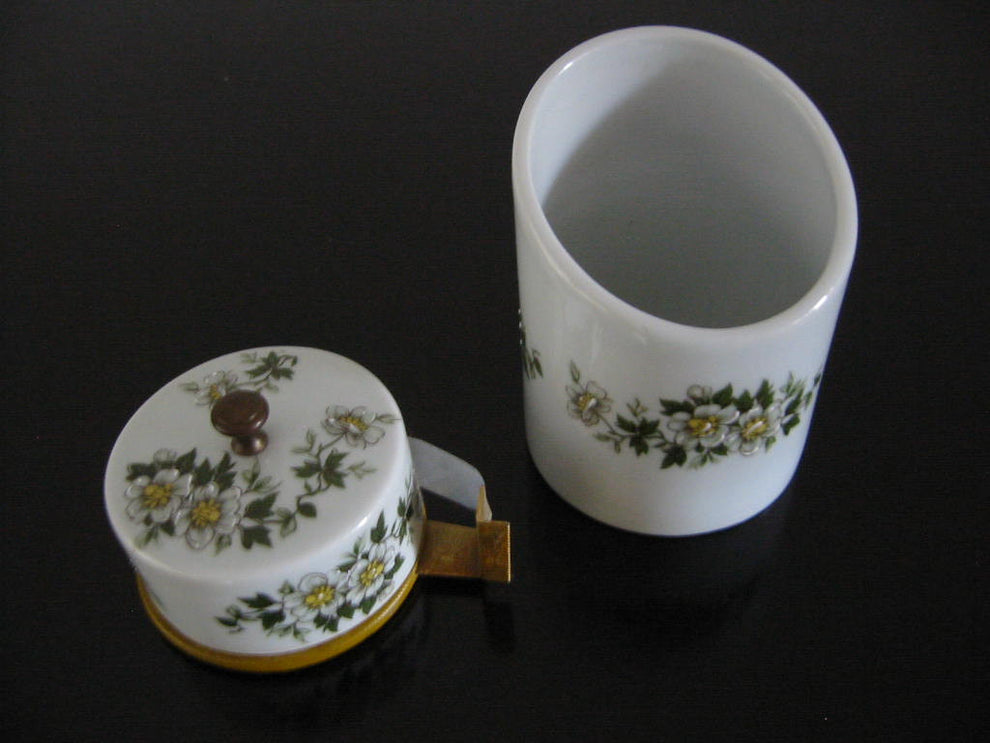Porcelain Artistique F M Limoges France Desk Set Floral Enameling ...