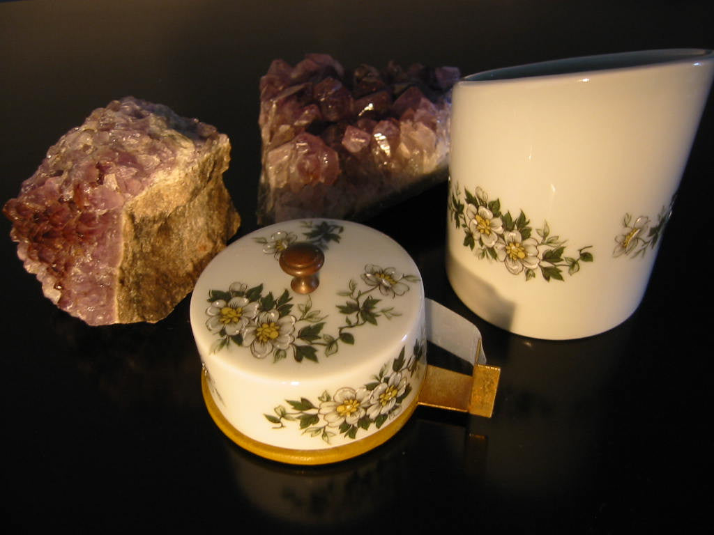 Porcelain Artistique F M Limoges France Desk Set Floral Enameling ...