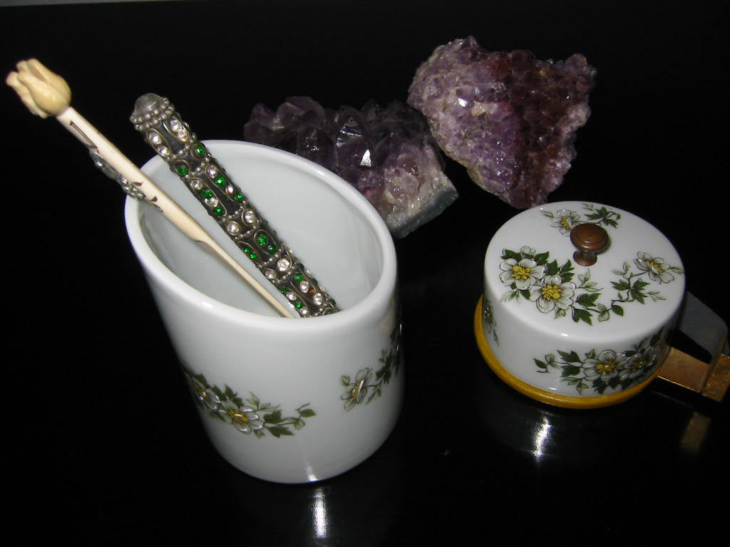 Porcelain Artistique F M Limoges France Desk Set Floral Enameling ...
